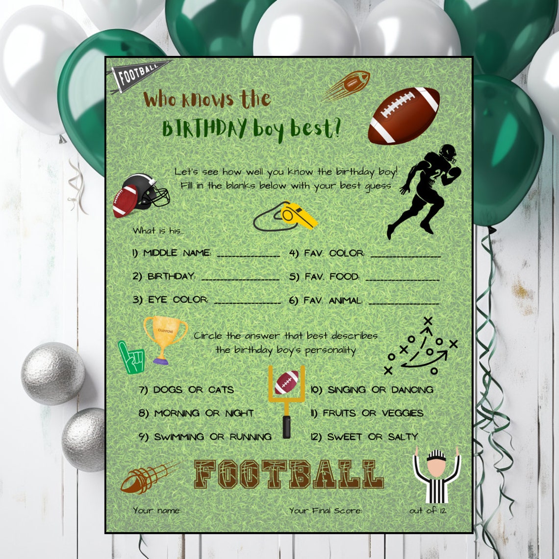 Birthday Party Game - Who Knows the Birthday Boy Best? - Etsy