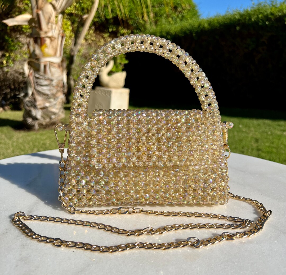 Handmade Crystal Bead Bag for Women, Party Purse, Luxury Handbag, Prom ...