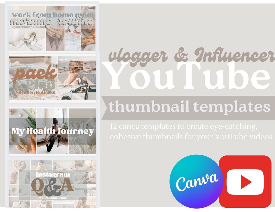 Lifestyle Influencer & Vlogger Youtube Channel Thumbnail Kit | 12 ...