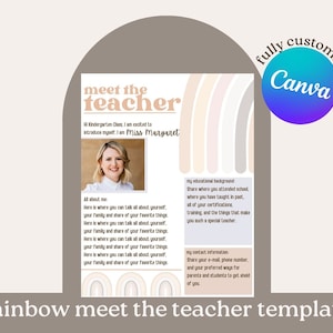 Rainbow Meet the Teacher Canva Template | Meet the Teacher Printable ...