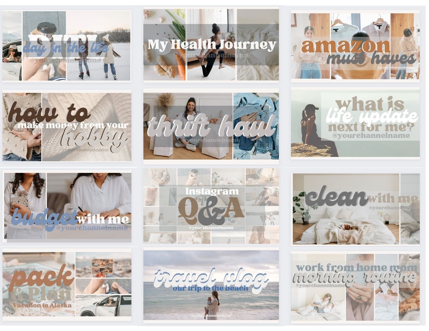 Lifestyle Influencer & Vlogger Youtube Channel Thumbnail Kit 12 ...