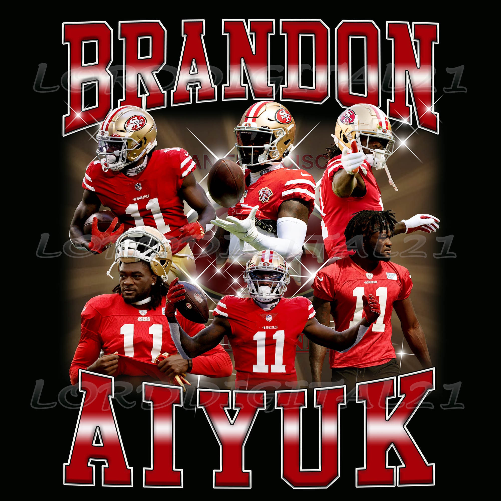 Brandon Aiyuk PNG , American Football T-shirt Design,300 DPI, PNG File ...