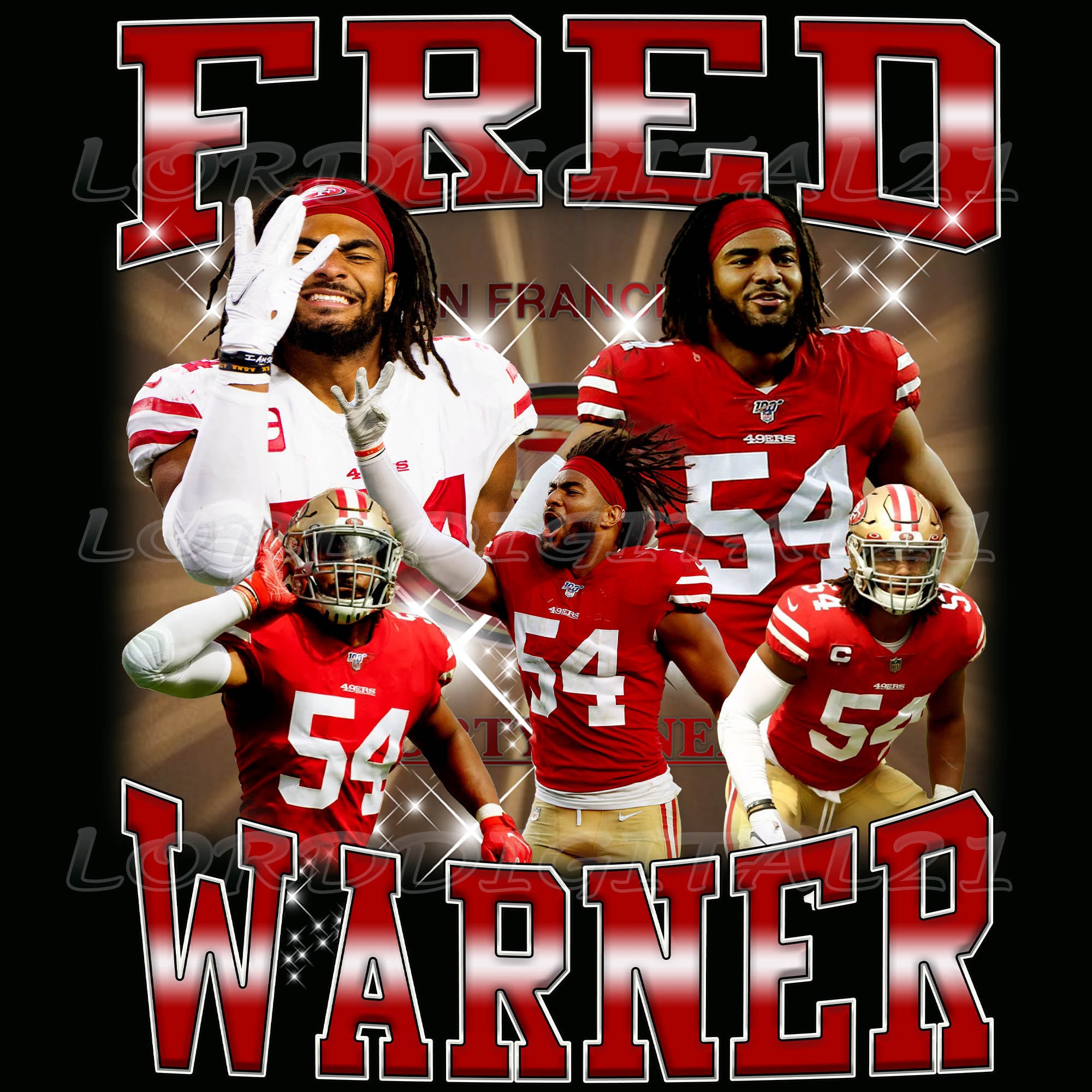 Fred Warner PNG , American Football T-shirt Design,300 DPI, PNG File ...