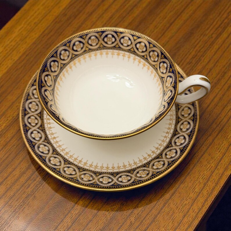 Wedgwood Peony Shape Cup and Saucer Wide Cobalt and Gold Rim, Formal ...