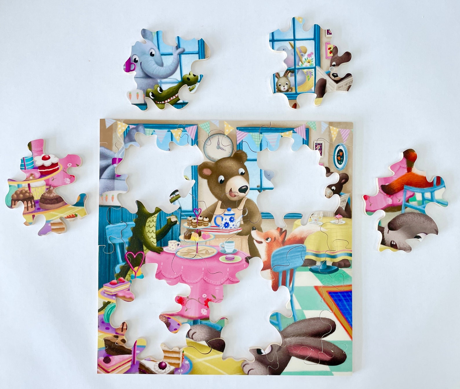 Wooden Puzzle 'afternoon Tea', @janetsamuel_illustration, +/- 20 Pieces ...