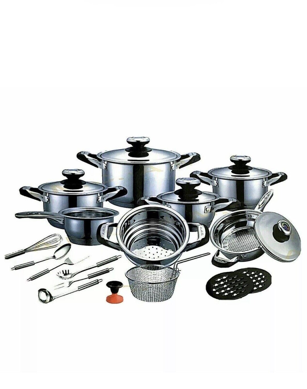 AMC 25 Piece Stainless Steel Induction Non-stick Cookware Set - Etsy