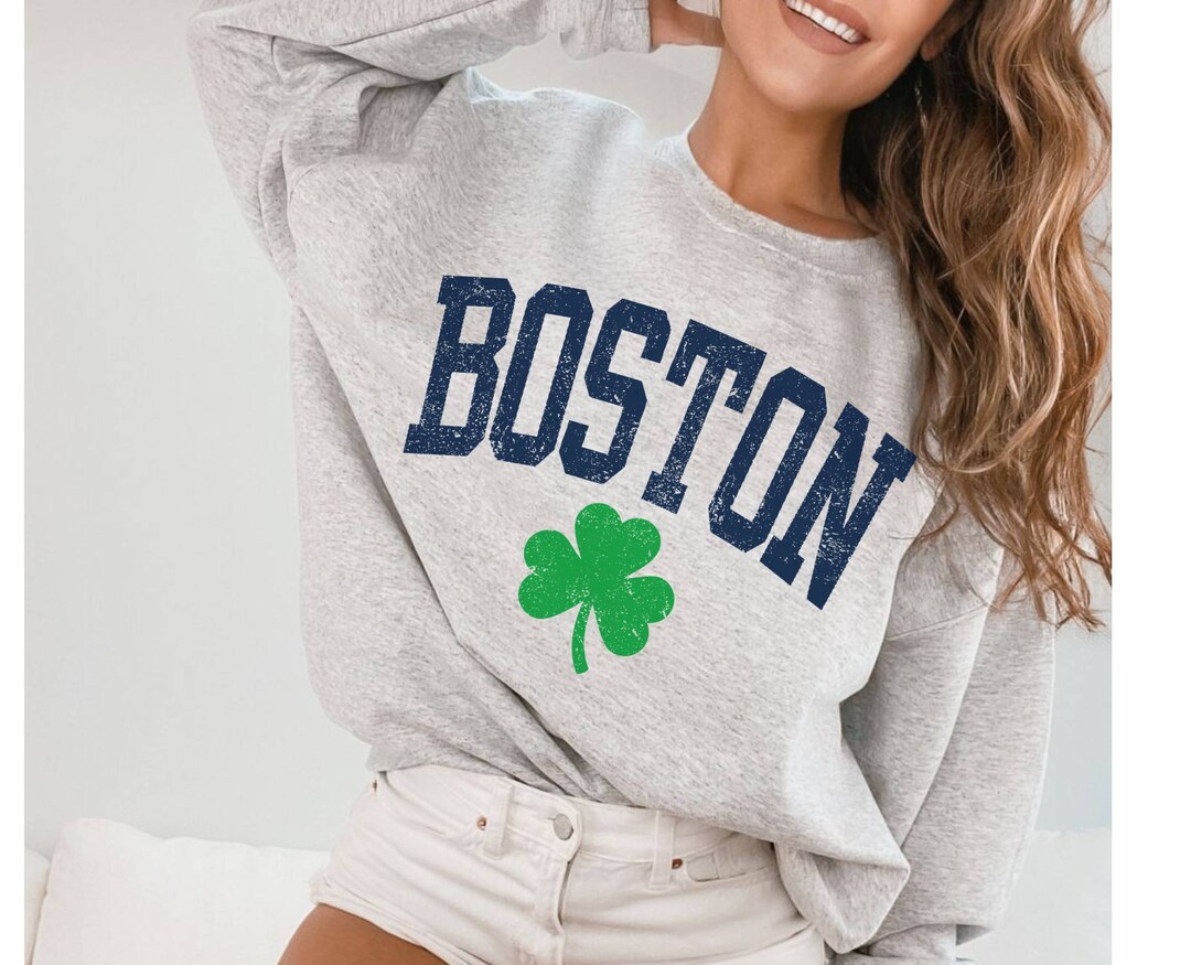 Boston Sweatshirt, Southie Boston Shamrock Irish, Faded Vintage ...