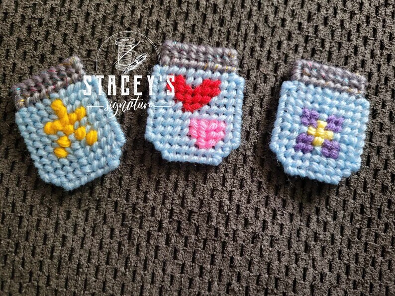 Mason Jar Magnet Collection of Patterns - Plastic Canvas - Needlepoint ...