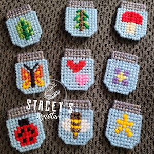Mason Jar Magnet Collection of Patterns - Plastic Canvas - Needlepoint ...