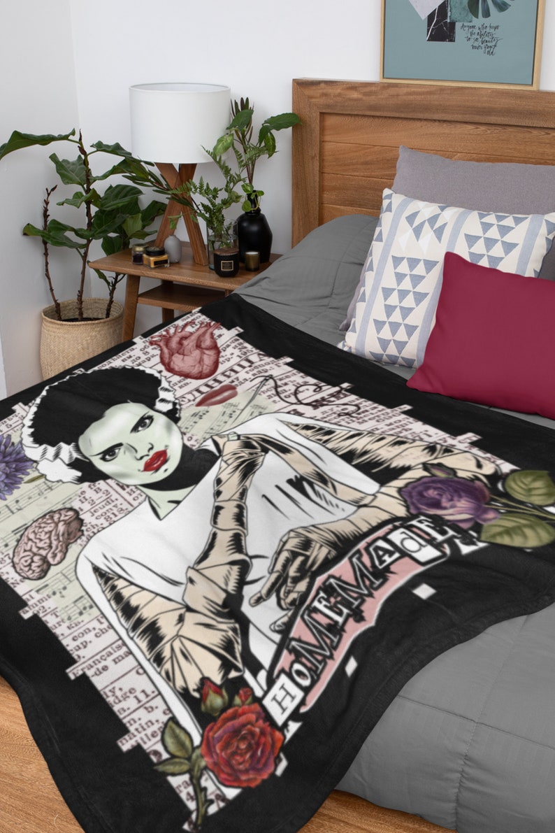 Frankenstein's Bride Sherpa Blanket, Horror Movie Blanket, Retro ...