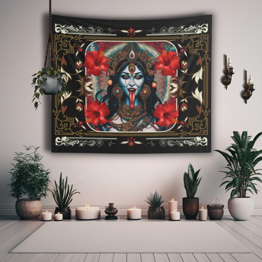 Kali Goddess Wall Tapestries, Kaali Maa Wall Hanging, Kali Maa Art, Art ...