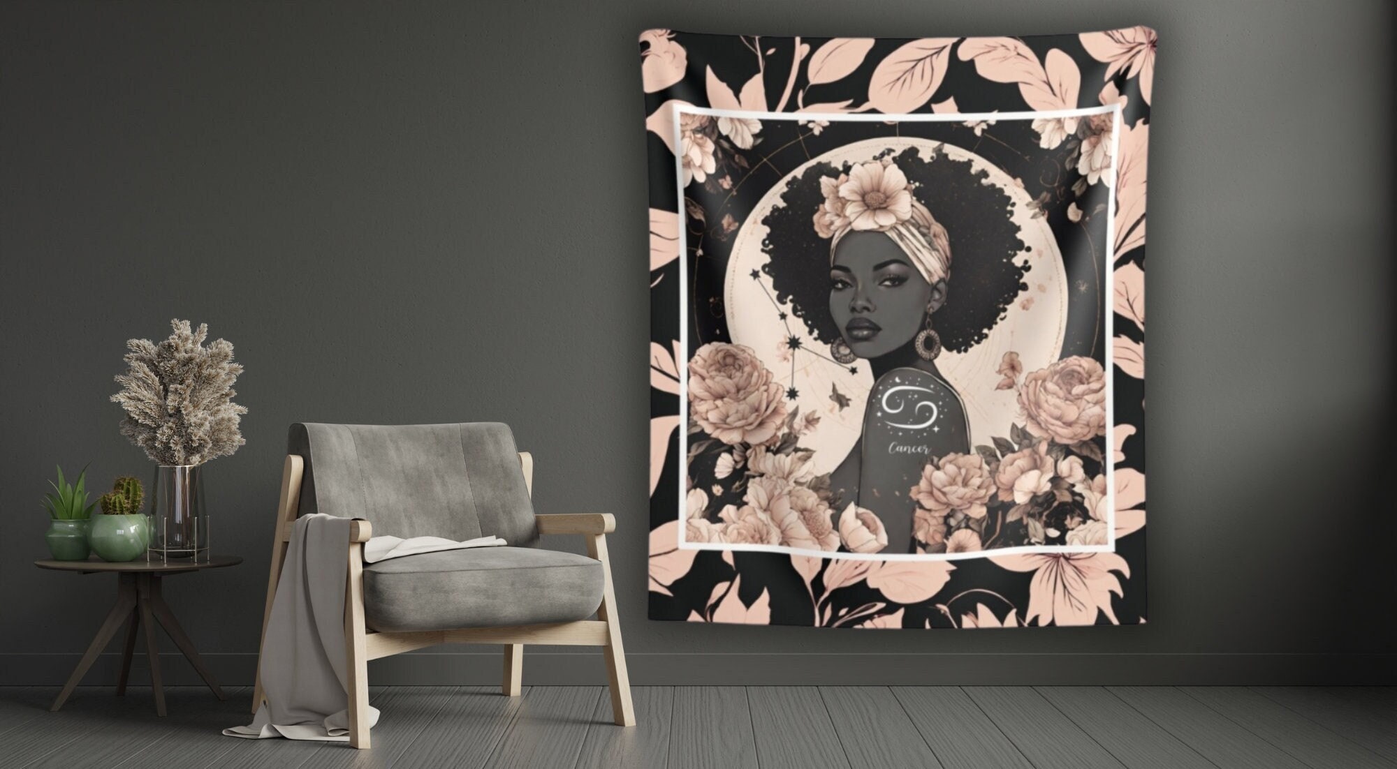 Infuse Your Space With Cosmic Energy: Boho Cancer Zodiac Ebony Goddess ...