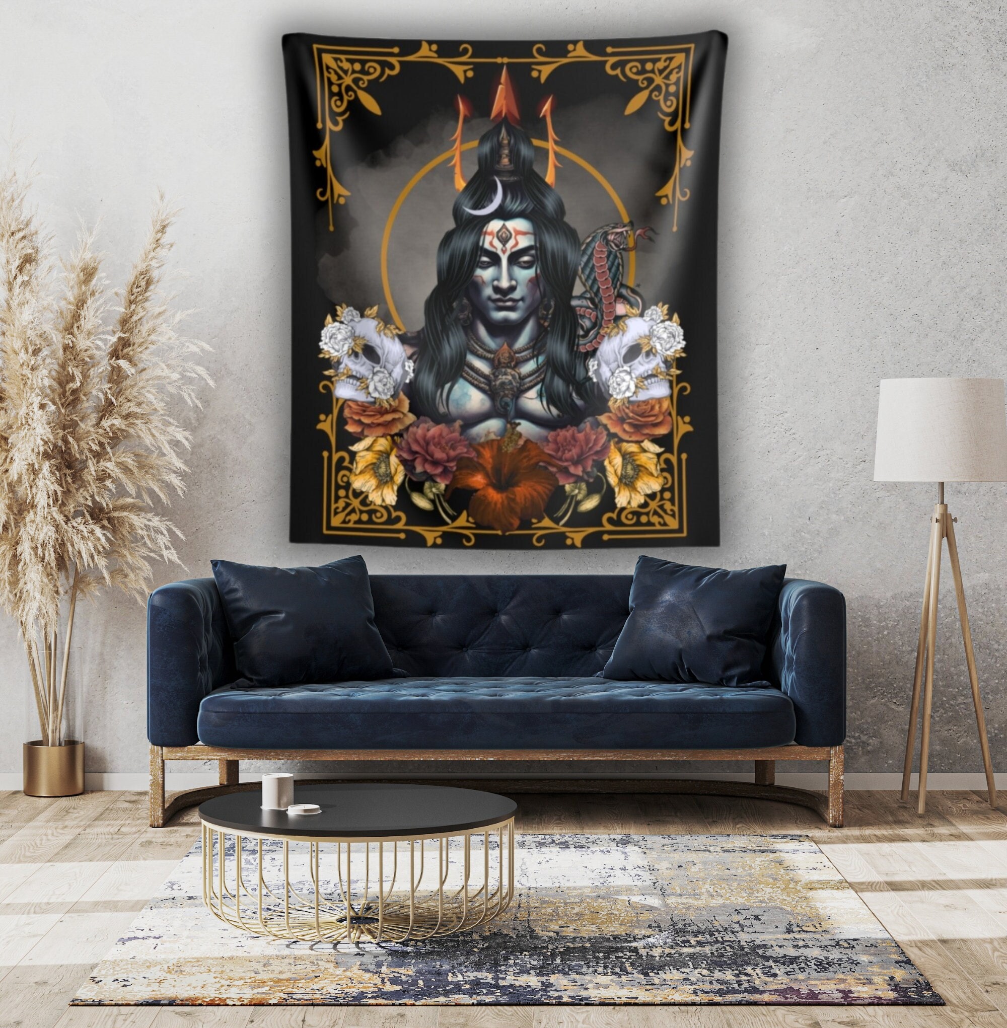 Divine Lord Shiva Hindu Deity Wall Tapestry - Spiritual Home Decor ...