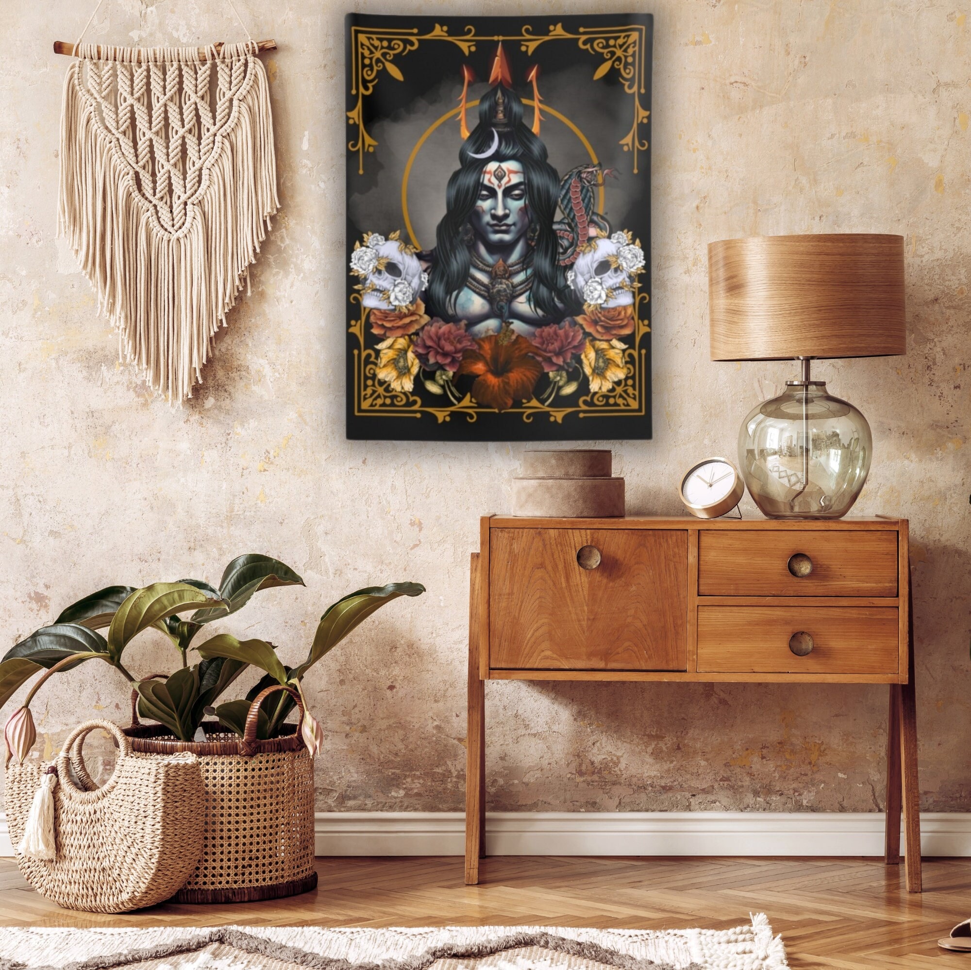 Divine Lord Shiva Hindu Deity Wall Tapestry - Spiritual Home Decor ...