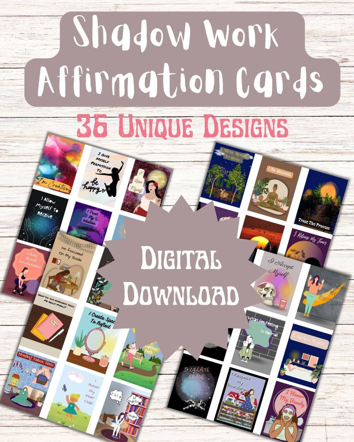Shadow Work Affirmations Cards, Printable Affirmation Cards, Self Care ...
