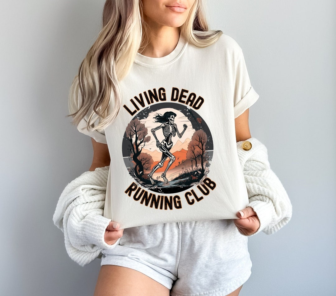 Living Dead Running Club Skeleton Shirt - Spooky Halloween Workout Tee ...