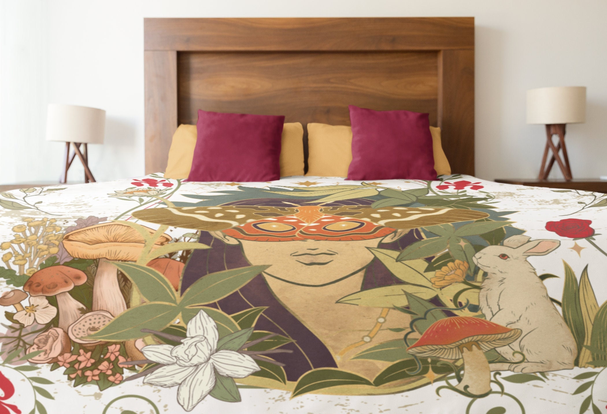 Cottagecore Moth Comforter Earthy Home Decor, Mushroom Comforter, Boho ...