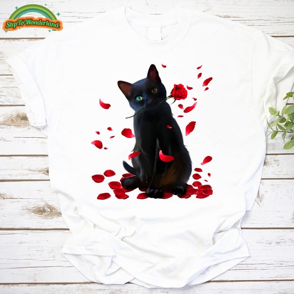 Black Cat T Shirt - Etsy