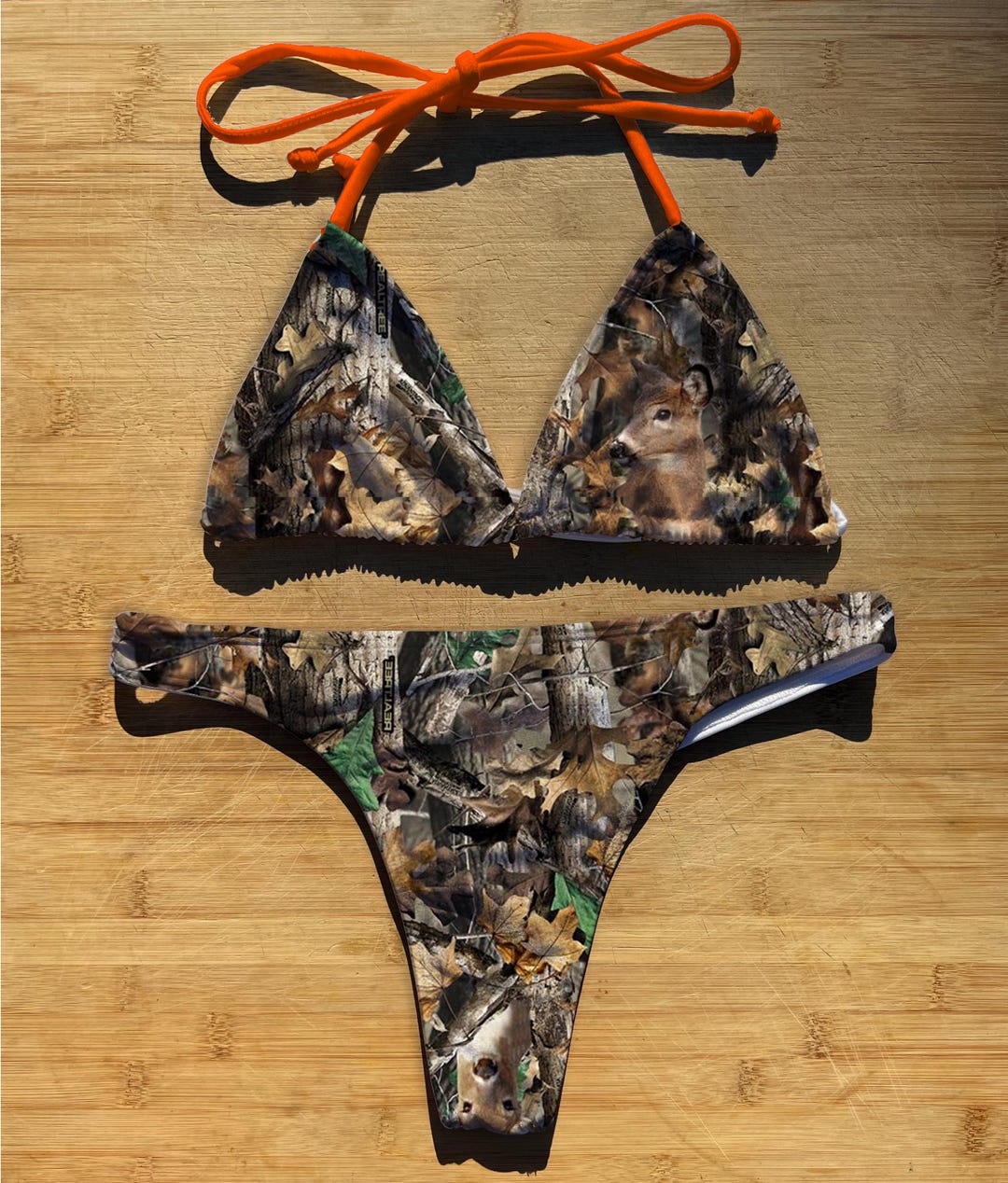 Hunting Camo | Thong Cheeky Full Coverage | Orange Triangle String Tie ...