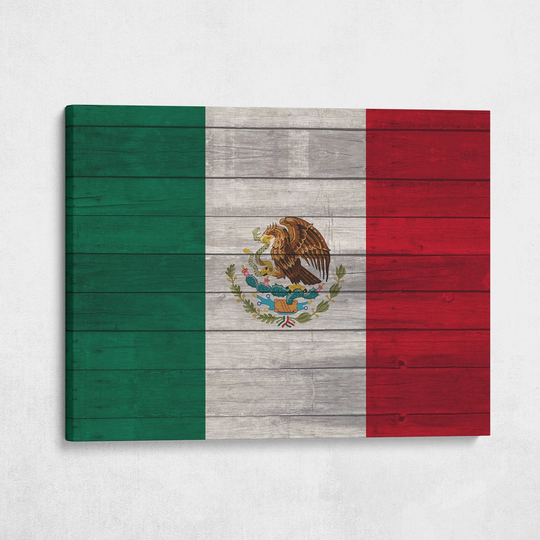 13th Brand Art | Wood Mexico Nation Flag, 1.5 Inch Thick Gallery Canvas ...