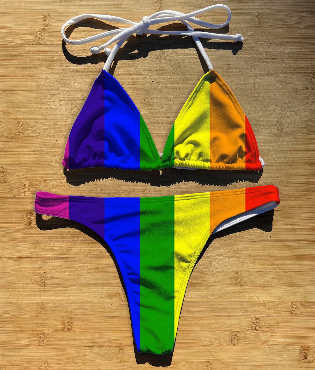 Swimwear Bikini 1 or 2 Piece Set | Gay Pride Flag | Thong Cheeky Full ...