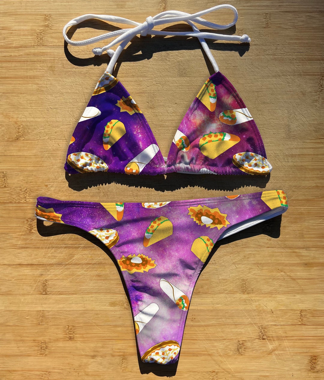 Swimwear Bikini 1 or 2 Piece Set | Tacos Galaxy | Thong Cheeky Full ...