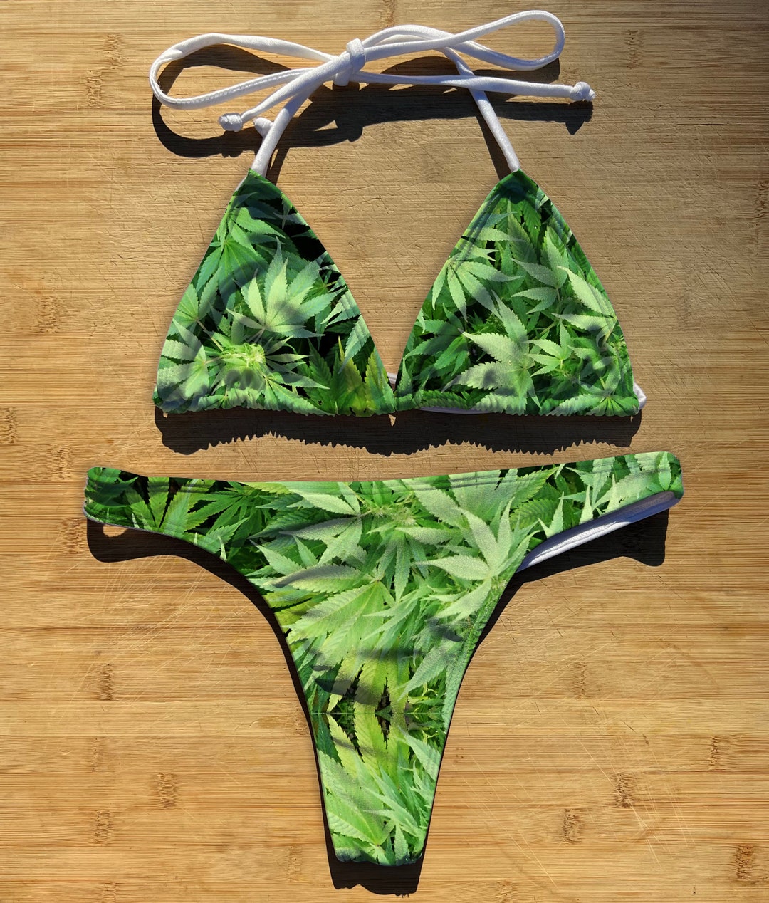 Swimwear Bikini 1 or 2 Piece Set | Cannabis | Thong Cheeky Full ...