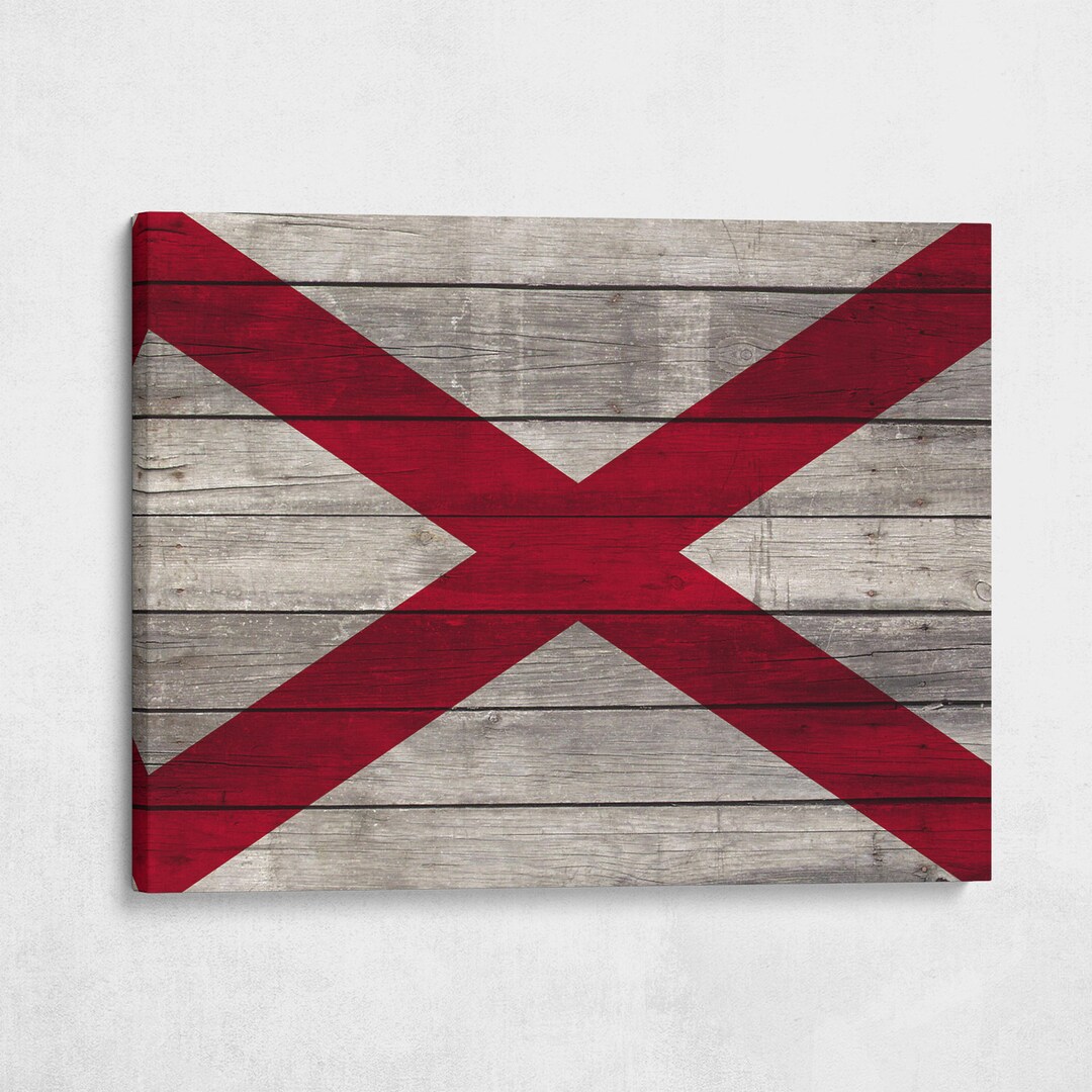 13th Brand Art | Wood Alabama State Flag, 1.5 Inch Thick Gallery Canvas ...