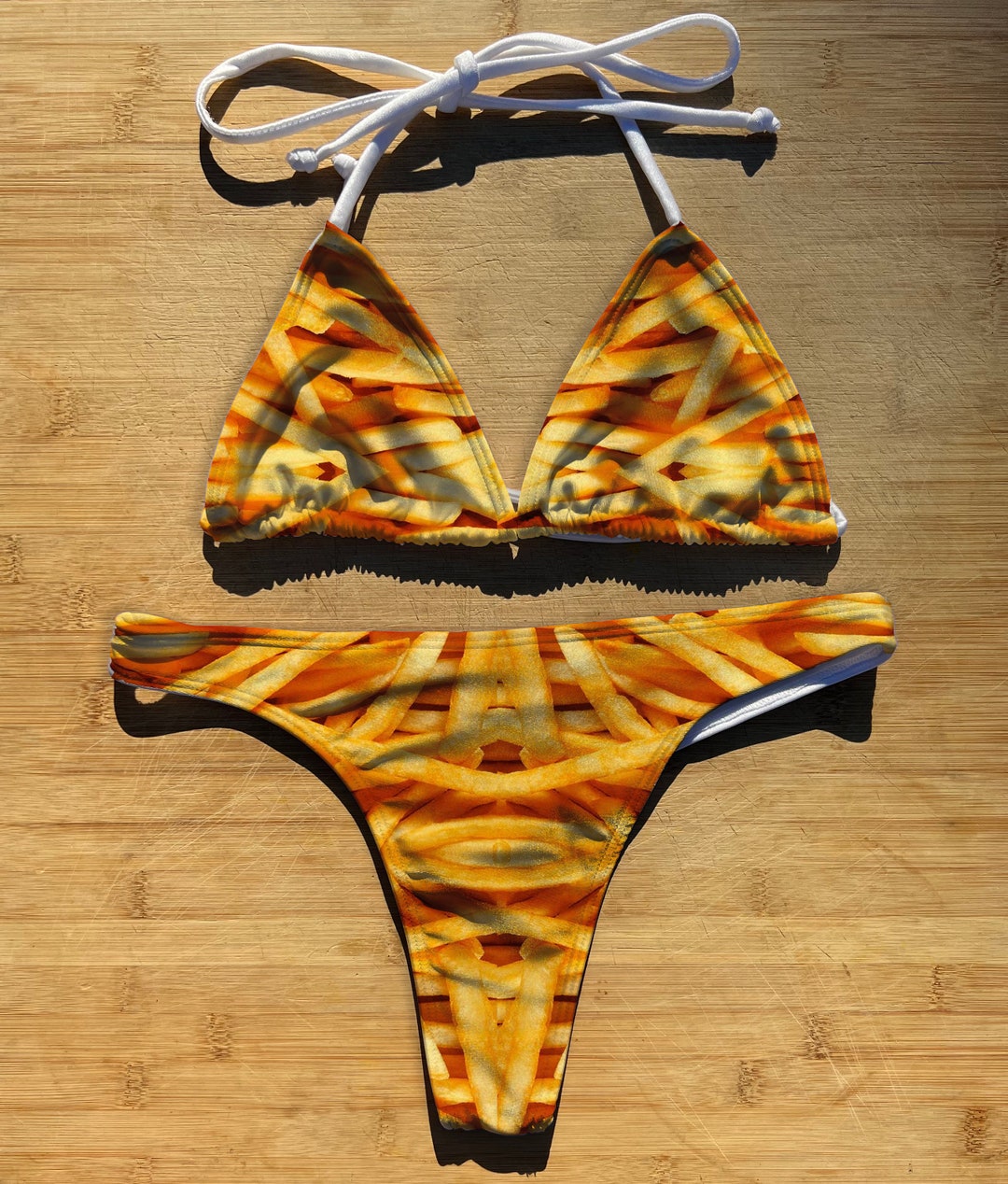 Swimwear Bikini 1 or 2 Piece Set French Fries Thong Cheeky Full ...