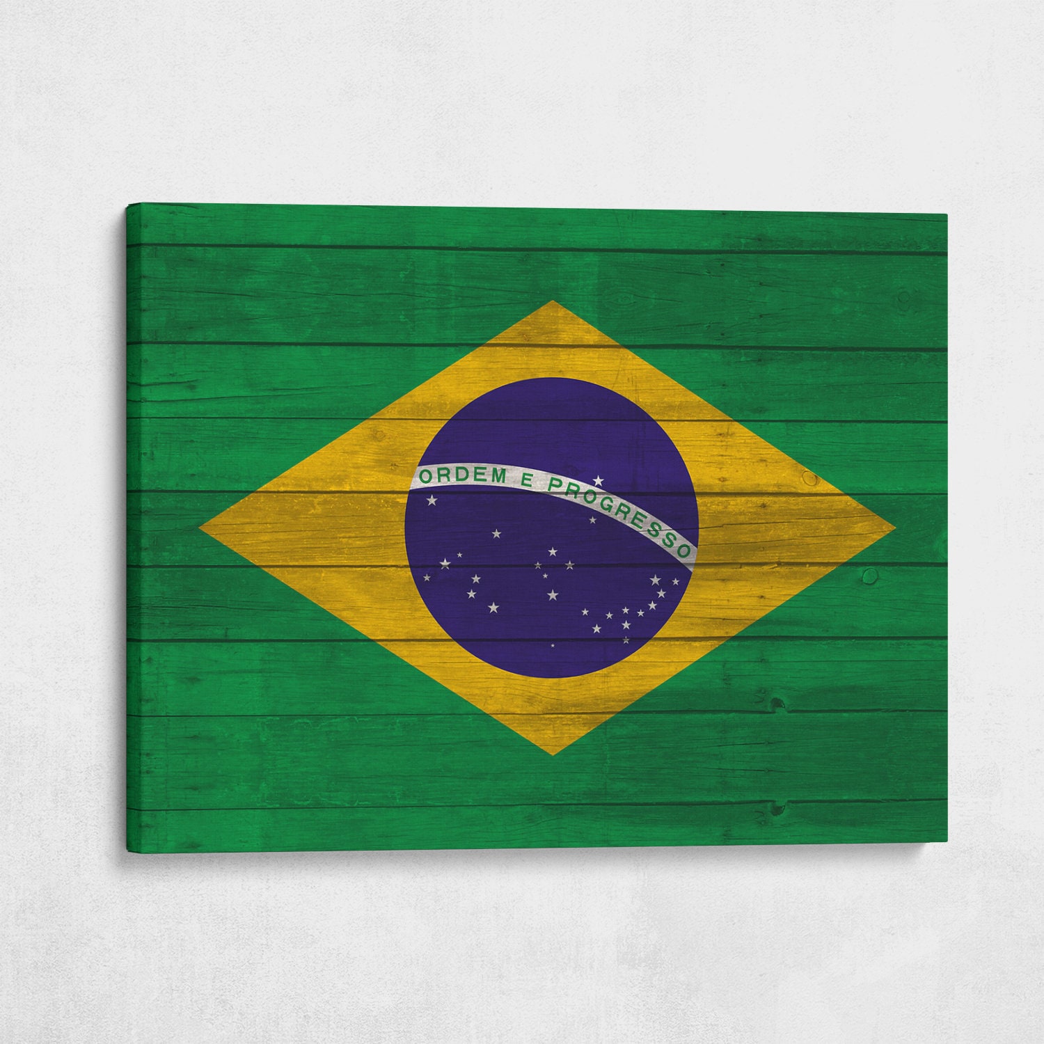 13th Brand Art | Wood Brazil Nation Flag, 1.5 Inch Thick Gallery Canvas ...