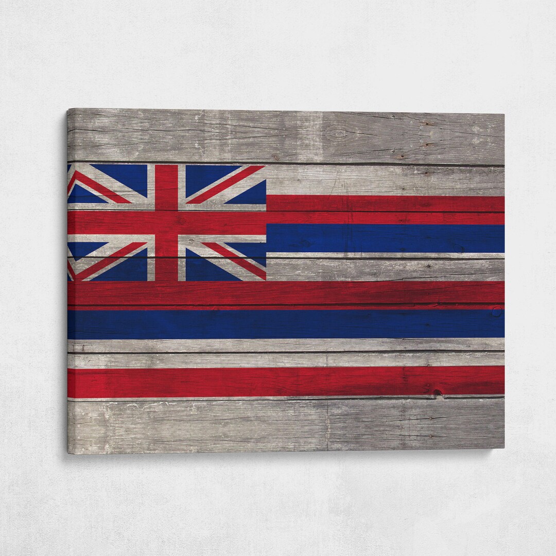 13th Brand Art | Wood Hawaii State Flag, 1.5 Inch Thick Gallery Canvas ...