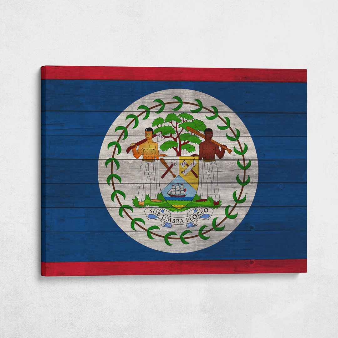 13th Brand Art | Wood Belize Nation Flag, 1.5 Inch Thick Gallery Canvas ...