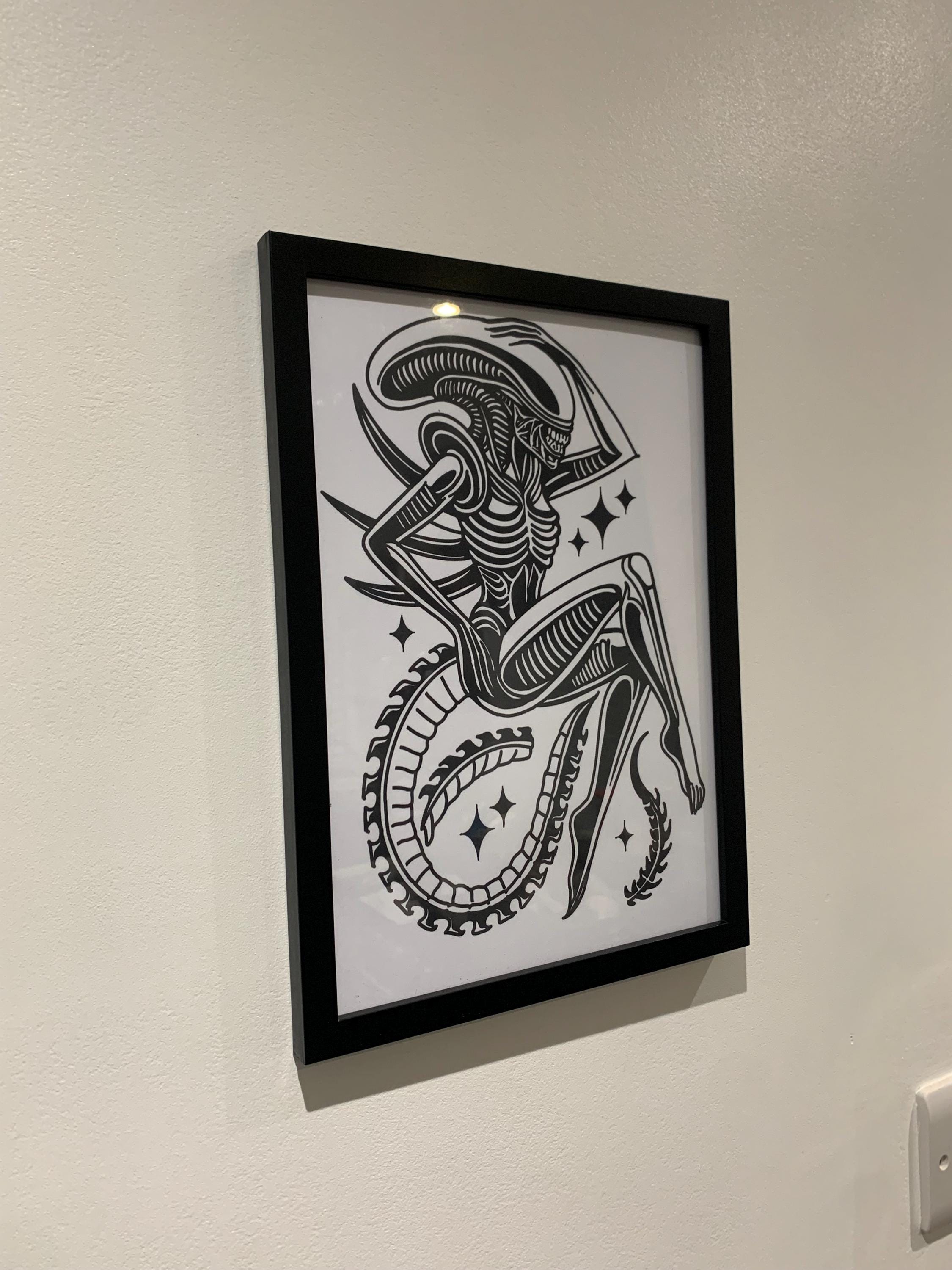 Alien Xenomorph Pin-up Art Print – A4 Size Sci-fi Poster – Tattoo Flash ...