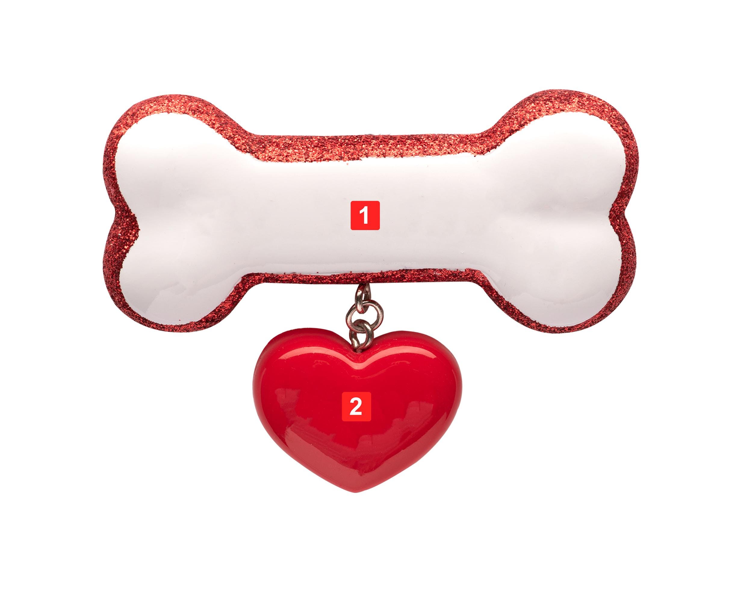 Personalized Dog Bone With Heart Christmas Ornament 2025, Dog Bone ...