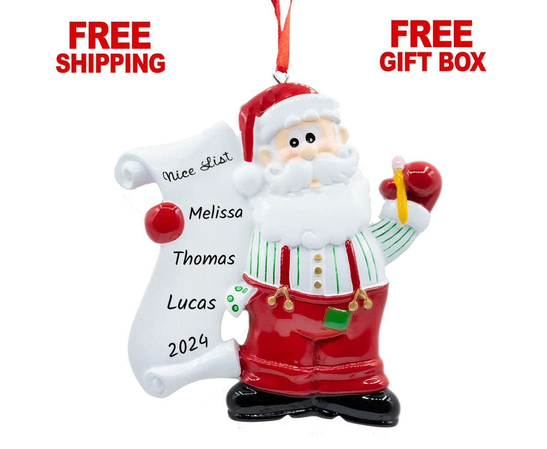 Personalized Santa Christmas Ornament, Santa's Nice List Ornament 2024 ...