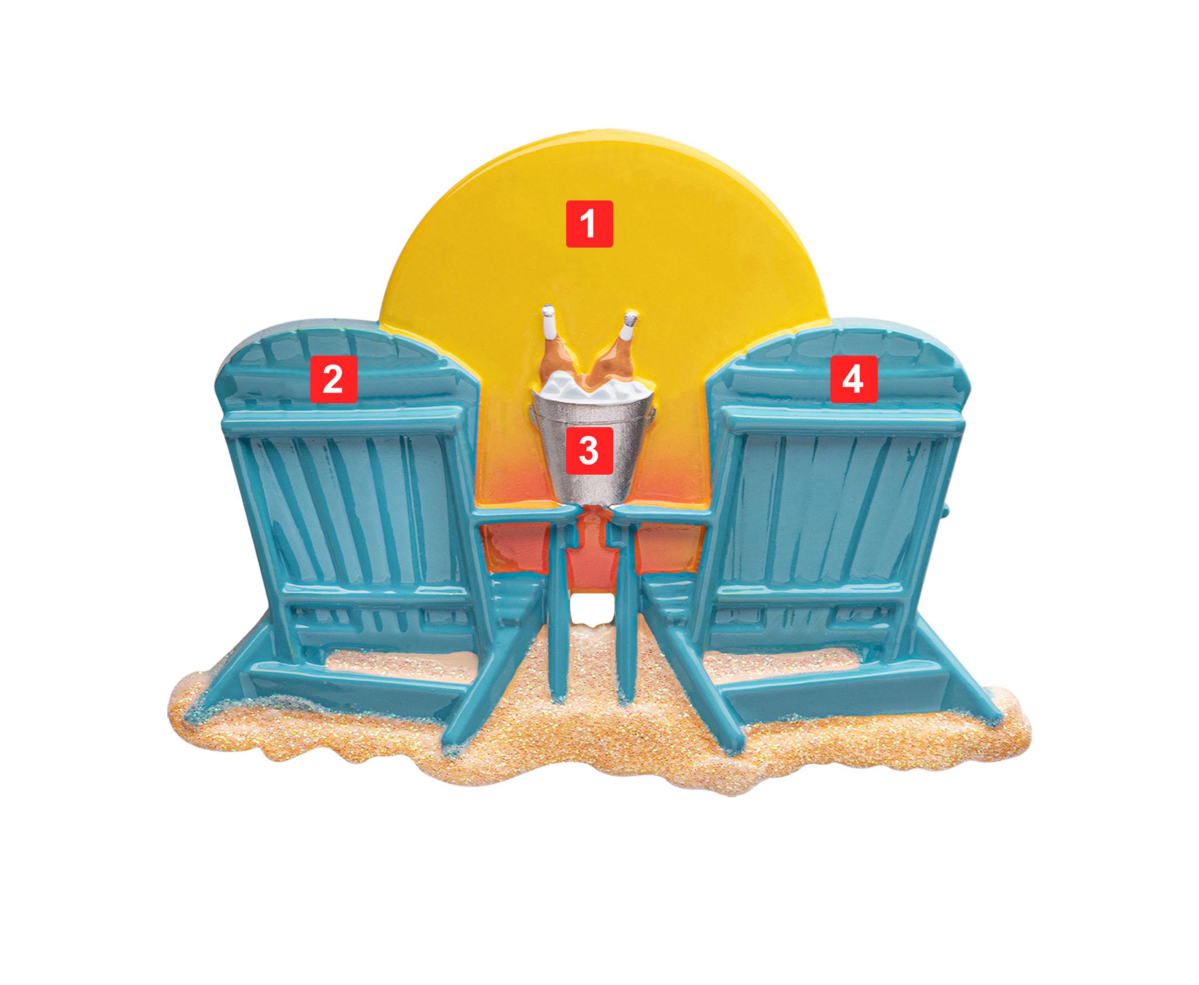 Personalized Beach Chair Couple Christmas Ornament, Summer Vacation ...