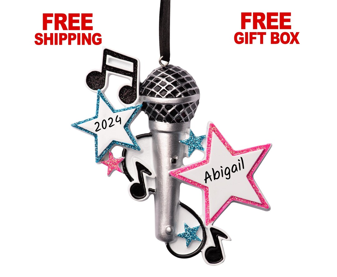 Personalized Microphone Christmas Ornament, Xmas Tree Decoration 2025 ...