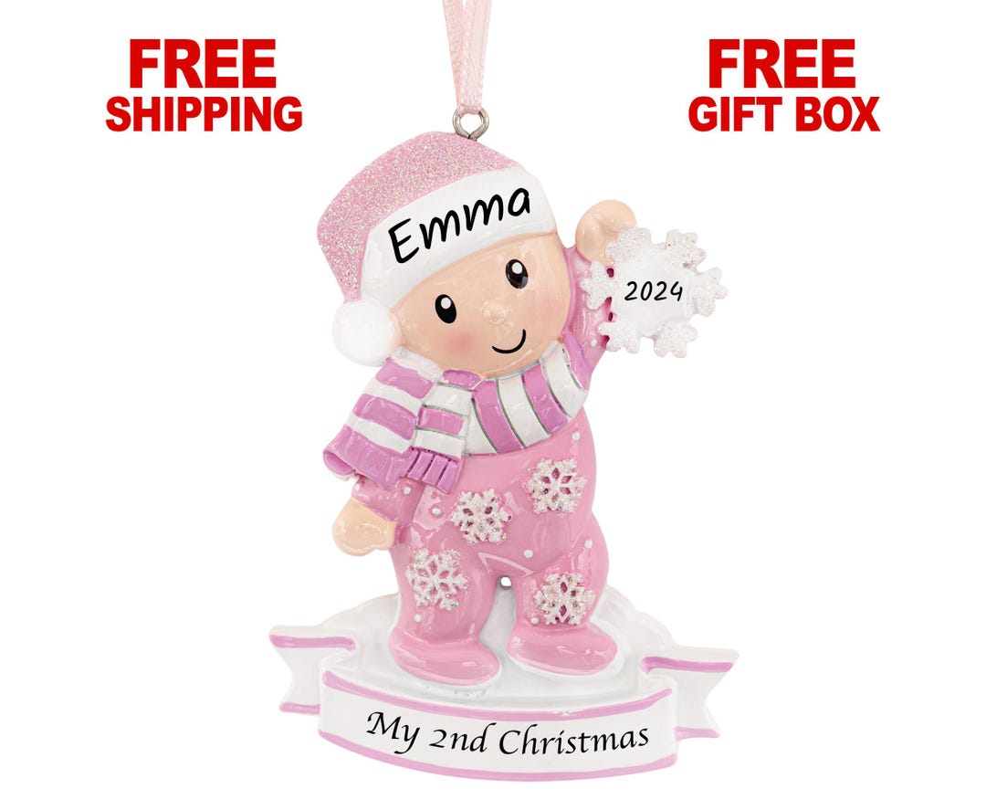 Personalized Baby's Second Christmas Ornament 2024, Custom Baby Girl ...