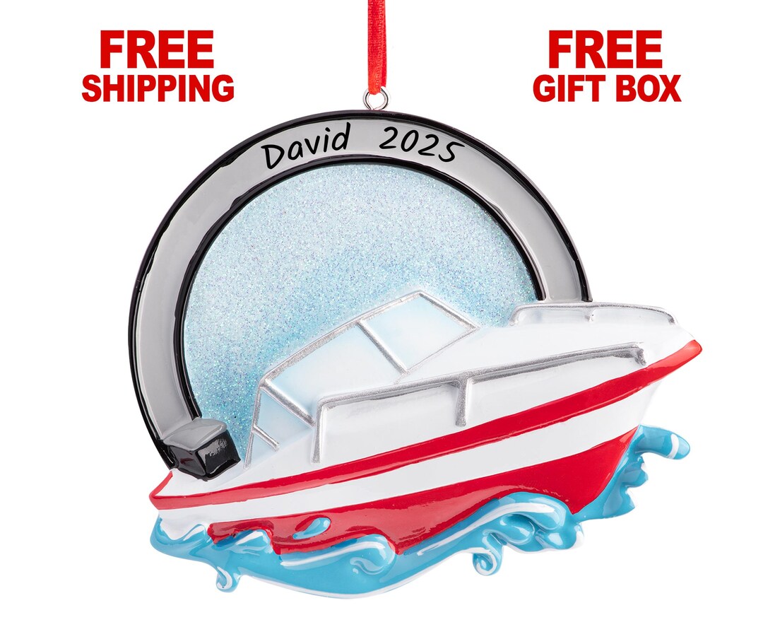 Personalized New Speed Boat Christmas Ornament 2025 , Speed Boat Tree ...