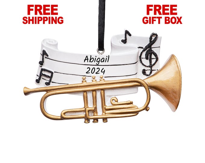 Personalized Trumpet Ornament, Trumpet Christmas Ornament, Trumpet ...