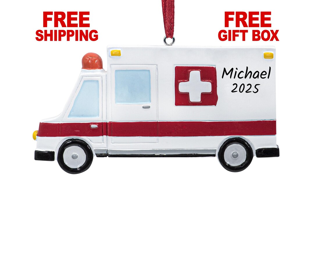 Personalized Ambulance Christmas Ornament 2025, Ambulance Driver First ...