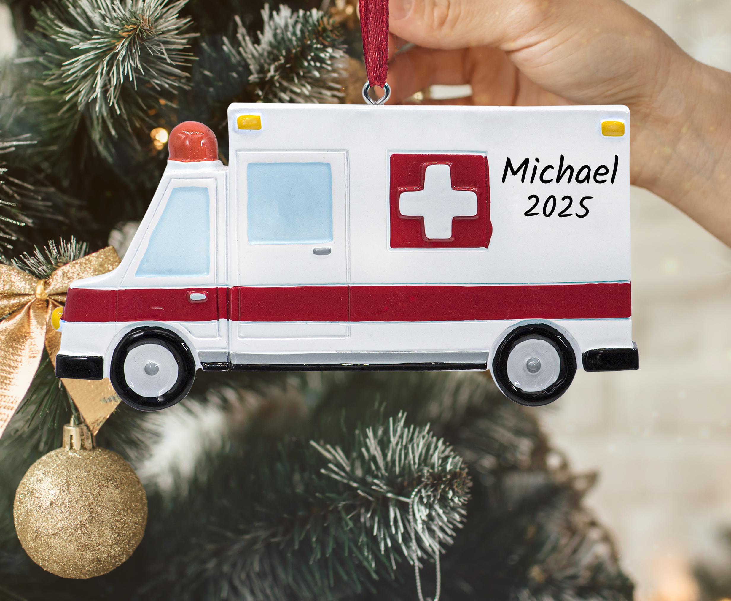 Personalized Ambulance Christmas Ornament 2025, Ambulance Driver First ...