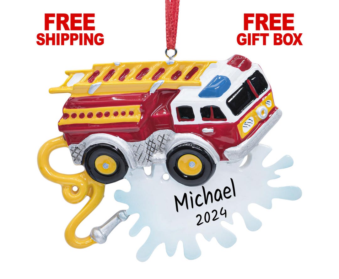 Personalized Fire Truck Ornament 2024, Firetruck Fire Engine Christmas ...