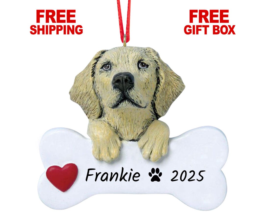 Personalized Yellow Lab Christmas Ornament 2025, Yellow Labrador ...
