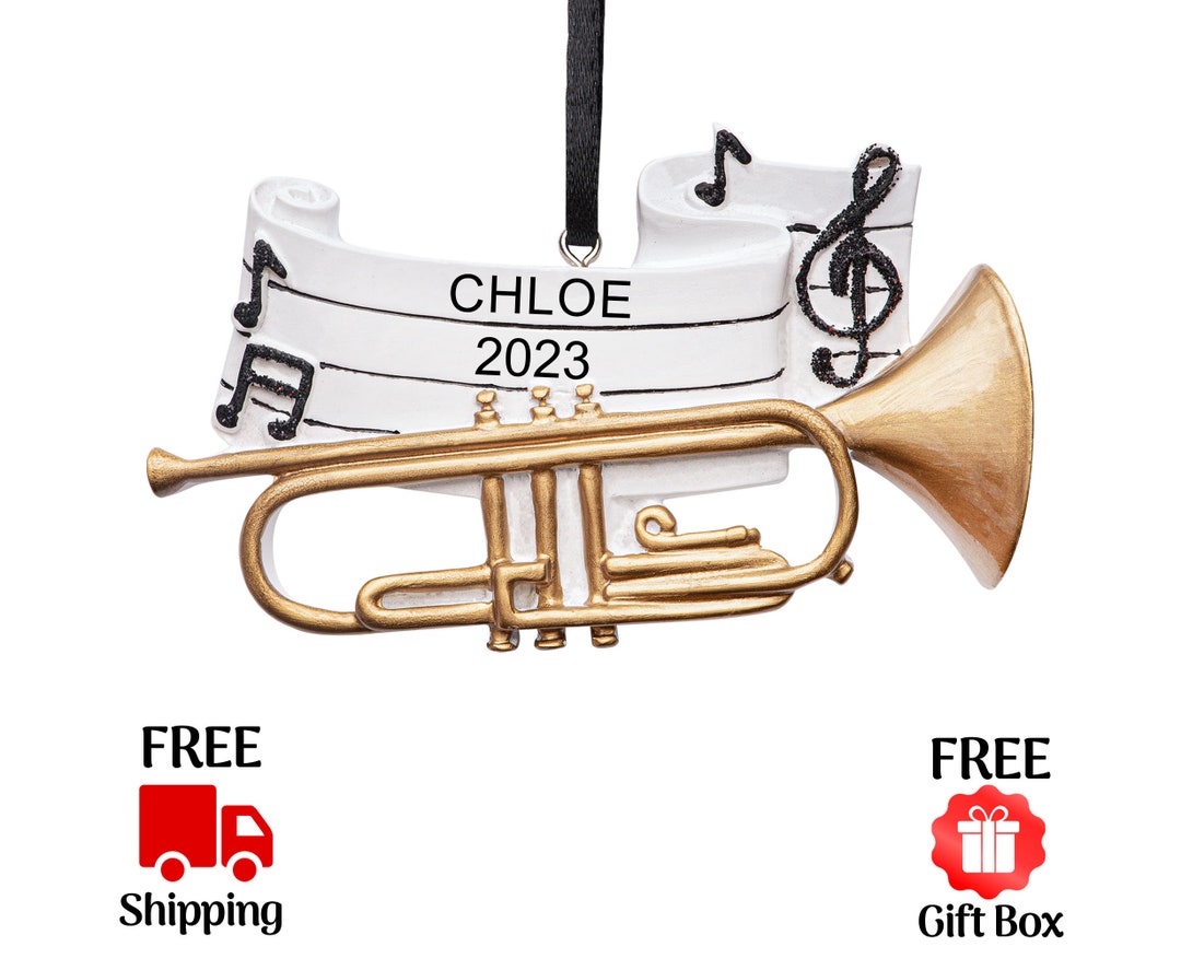 Personalized Trumpet Christmas Ornament 2023, Musical Brass Instrument ...