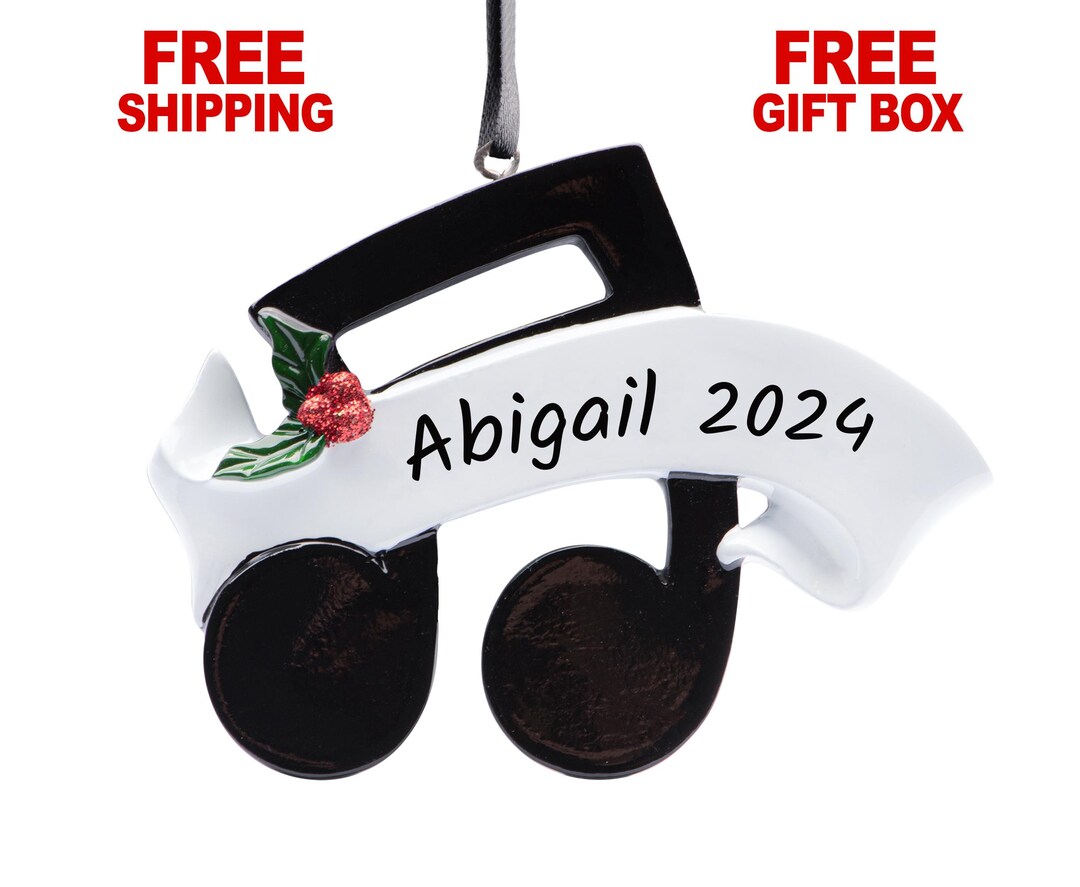 Personalized Music Note Ornament, Custom Musical Symbol Christmas ...