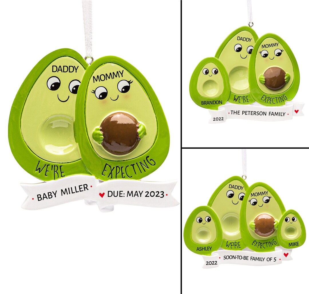 Personalized Avocado Expecting Ornament, Pregnant Christmas Ornament ...