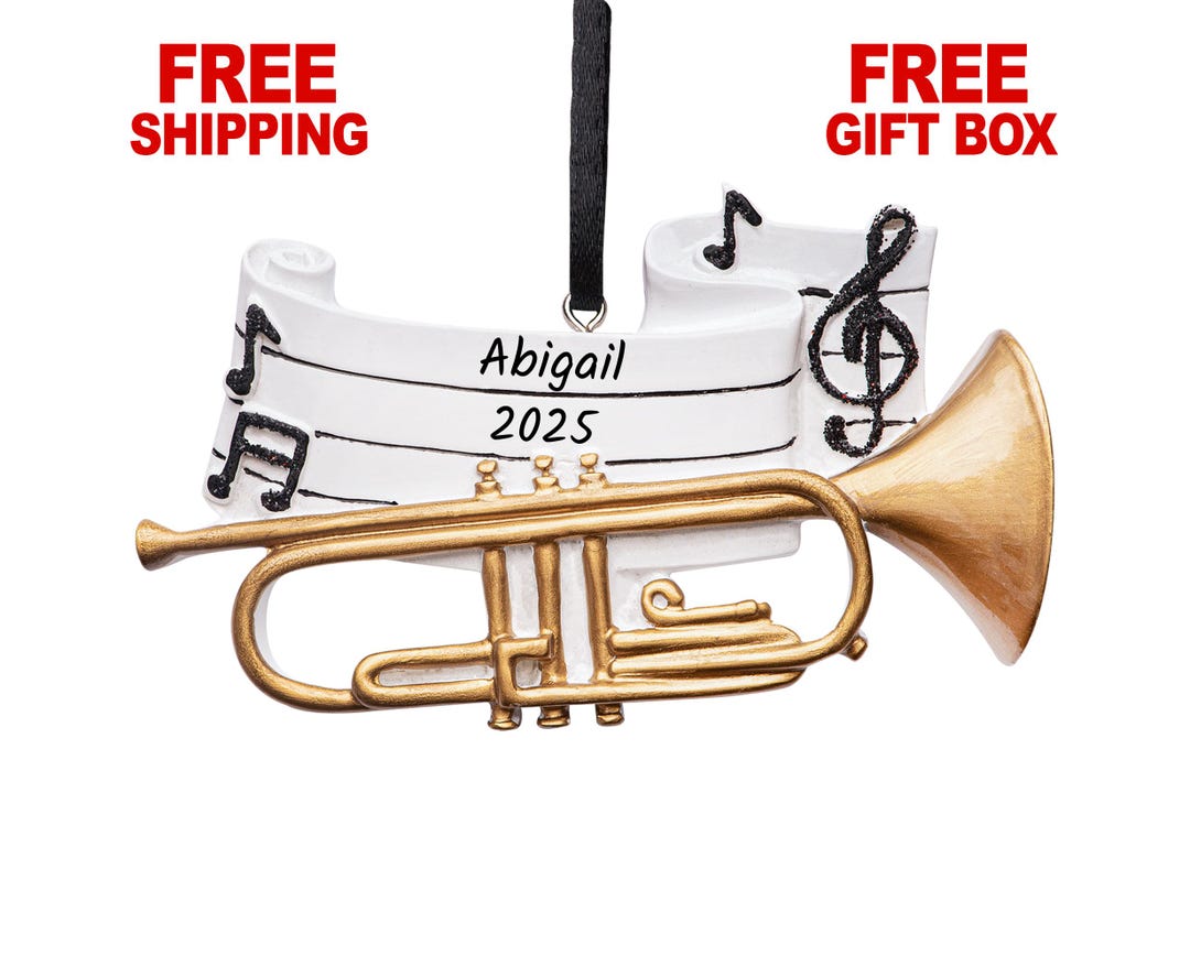 Personalized Trumpet Christmas Ornament 2025, Musical Brass Instrument ...
