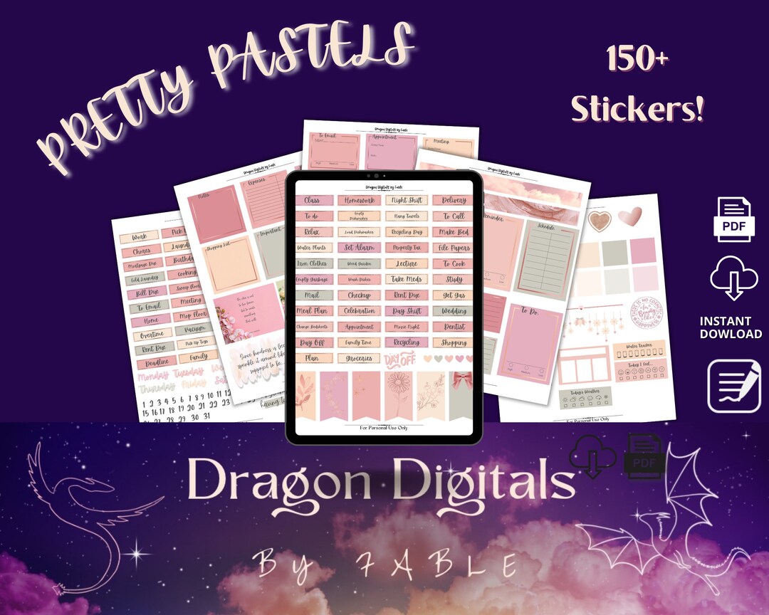 PRETTY PASTELS Digital Sticker Set | Digital Sticker Set | Goodnotes ...