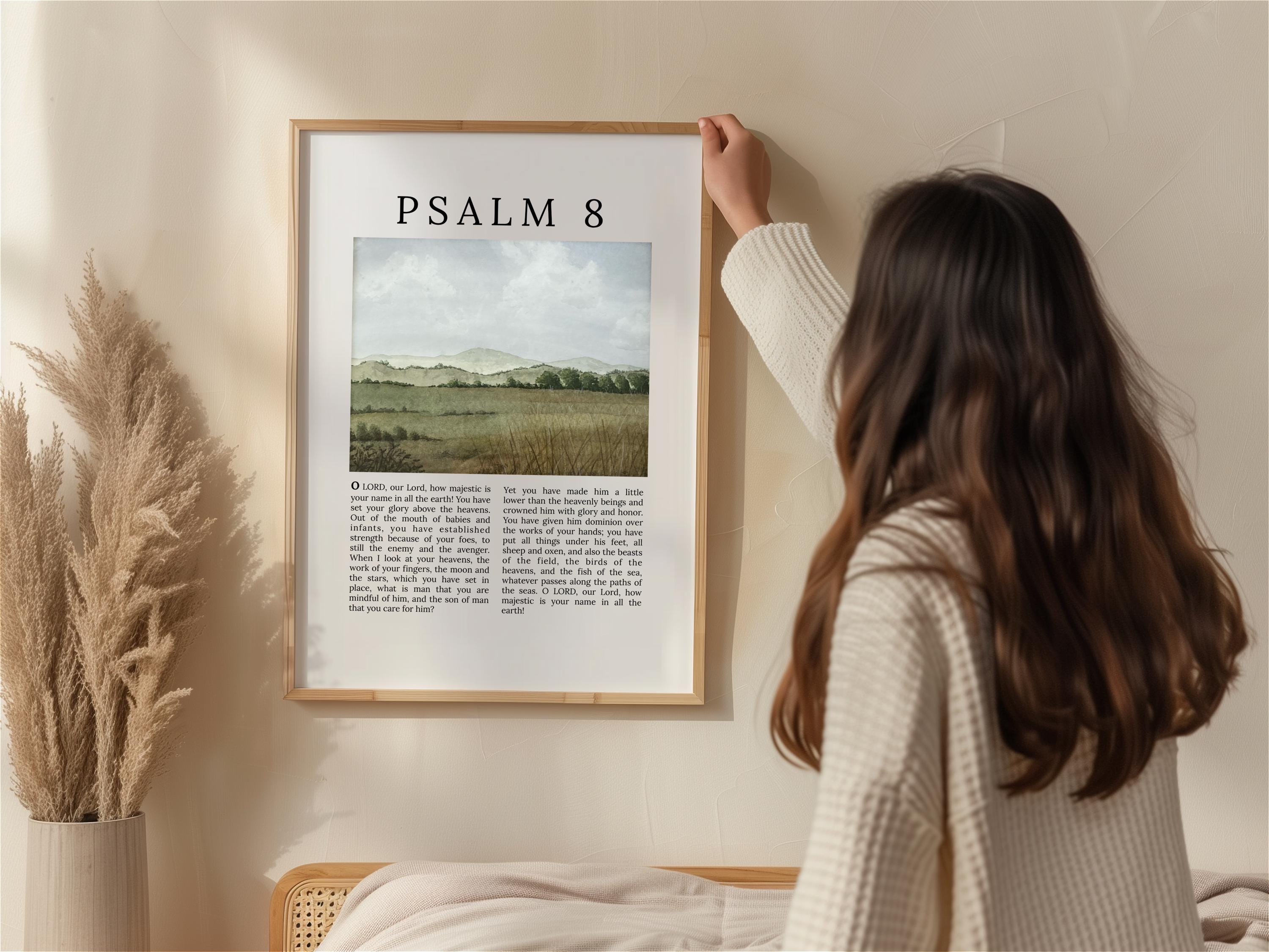 Christian Wall Art Printable Psalm 8 Christian Painting Vintage Bible ...